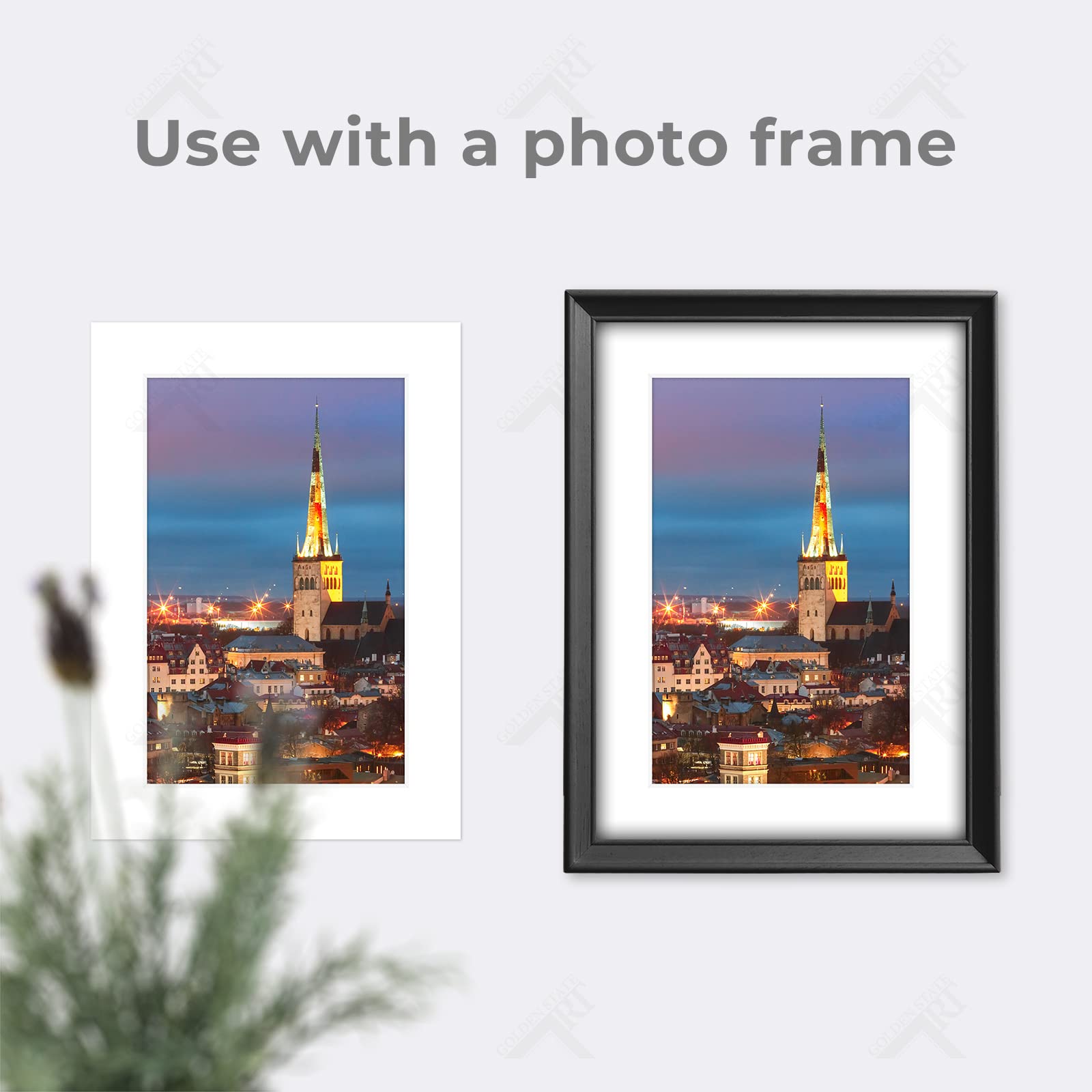 Golden State Art, Pack of 25, 5x7 White Picture Mat Full Set - Fit 4x6 Photo/Print - High Premier Acid Free Bevel Pre-Cut White Core Mattes - Includes 25 Backing Backer Board & Clear Bags