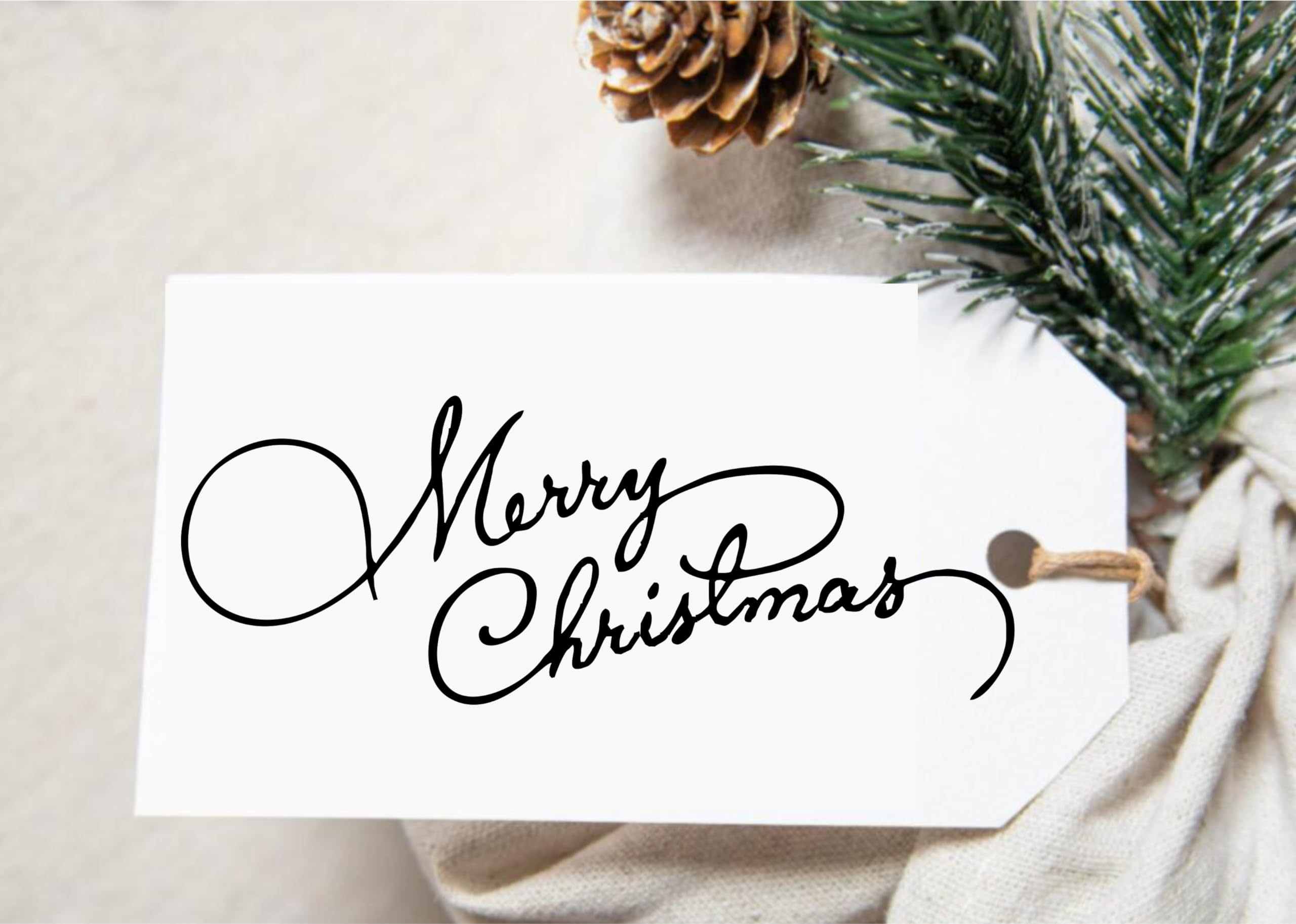 CHYHMYT - Merry Christmas Gift Tag Stamp-Holiday Stamp -Wood Stamp-DIY Greeting Card