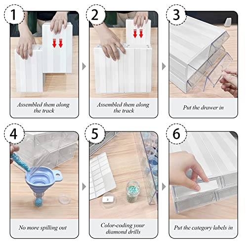 Huacan Diamond Painting Storage Containers 2 Pack Stackable Craft 70 Slots Bead Organizers for Diamond Painting Kits
