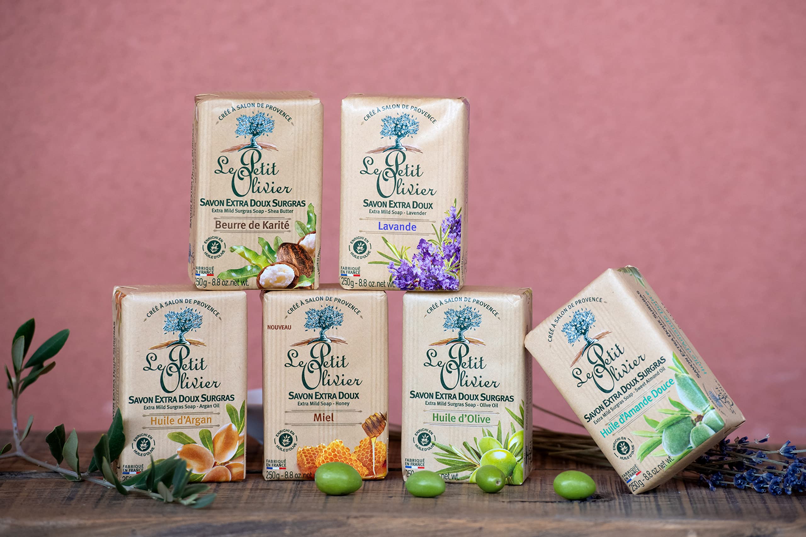 Le Petit Olivier Extra Mild Surgras Soap - Shea Butter - Gently Cleanses Skin - Delicately Perfumed - Moisturizing And Softening - Vegetable-Based - Eco-Friendly Packaging - Paraben Free - 8.8 Oz