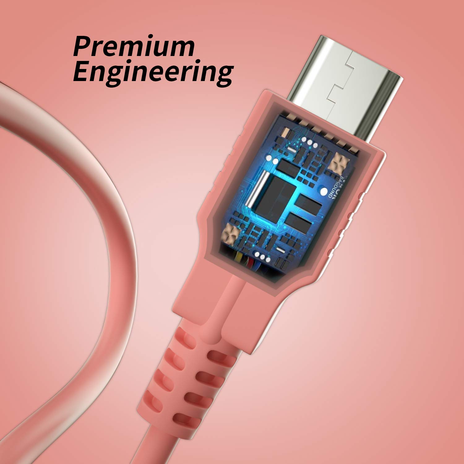 HEATFUN Fast Charging Cable for Switch, MacBook, Pixel C, LG Nexus 5X G5, Nexus 6P/P9 Plus, One Plus 2, Sony XZ and More - Coral (4.92ft)