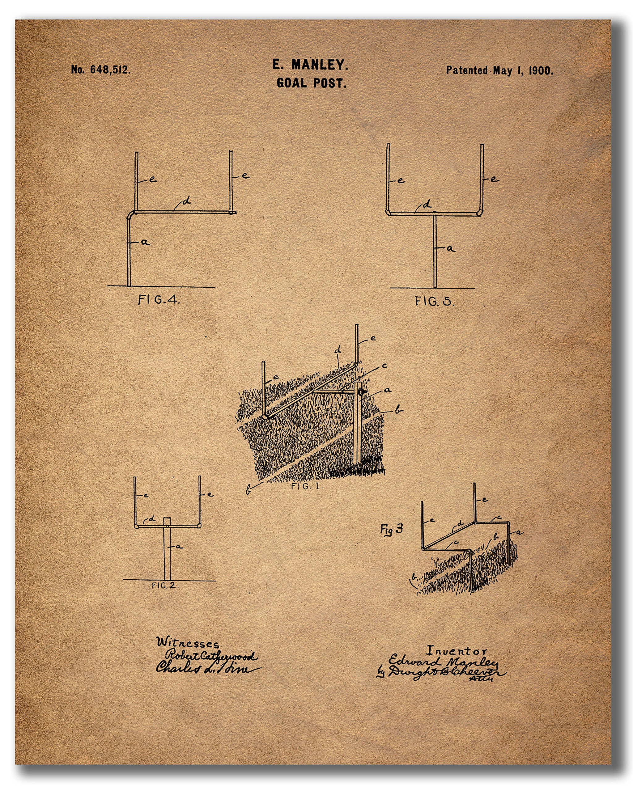 Football Patent Wall Art Prints - Set Of 6 Vintage Photos