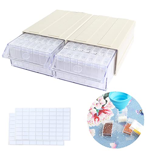 Huacan Diamond Painting Storage Containers 2 Pack Stackable Craft 70 Slots Bead Organizers for Diamond Painting Kits