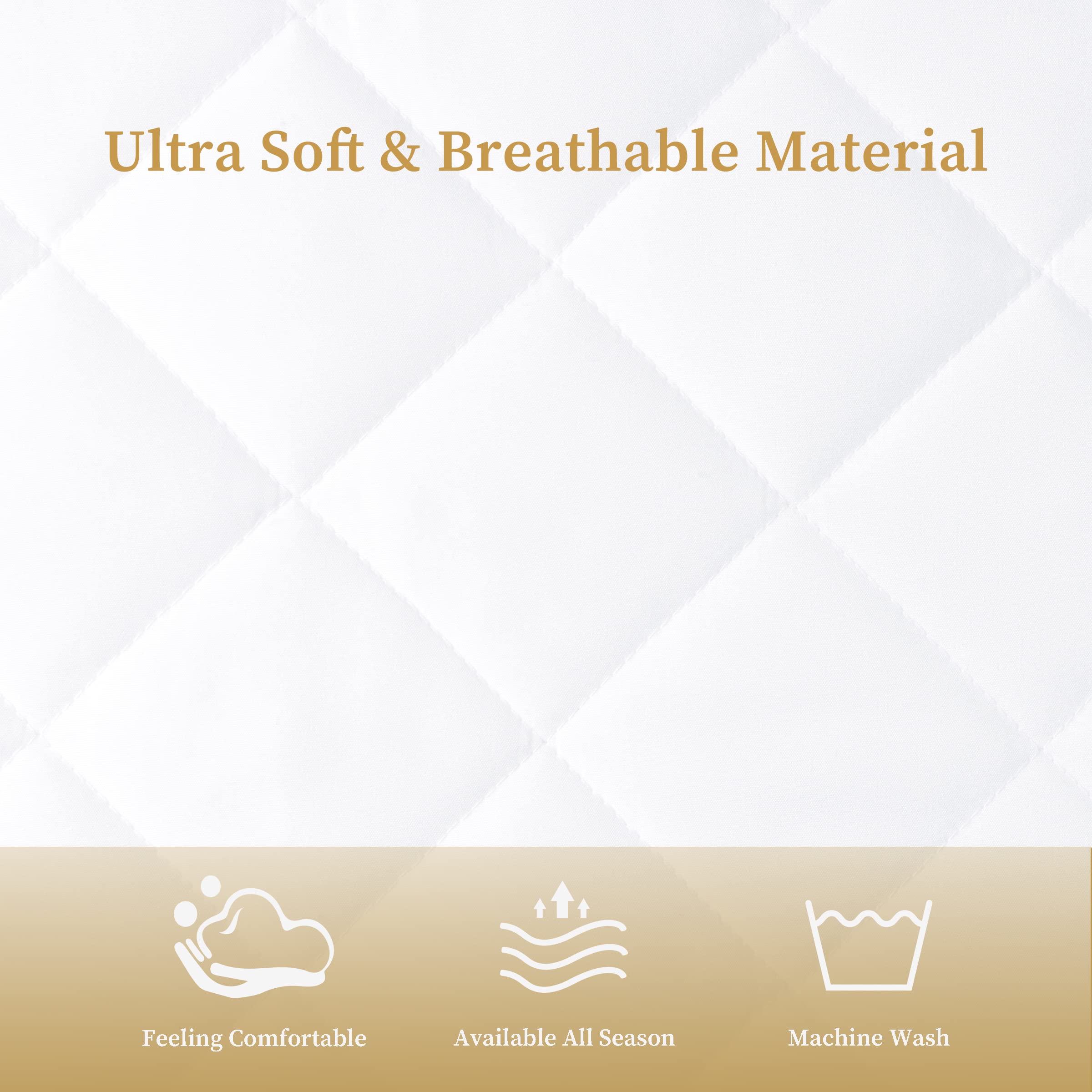 Quilted Fitted Twin XL Mattress Pad Cover, Waterproof Mattress Protector, Deep Pocket Elastic Fits Up to 18'', Breathable Soft Alternative Filling Mattress Pad