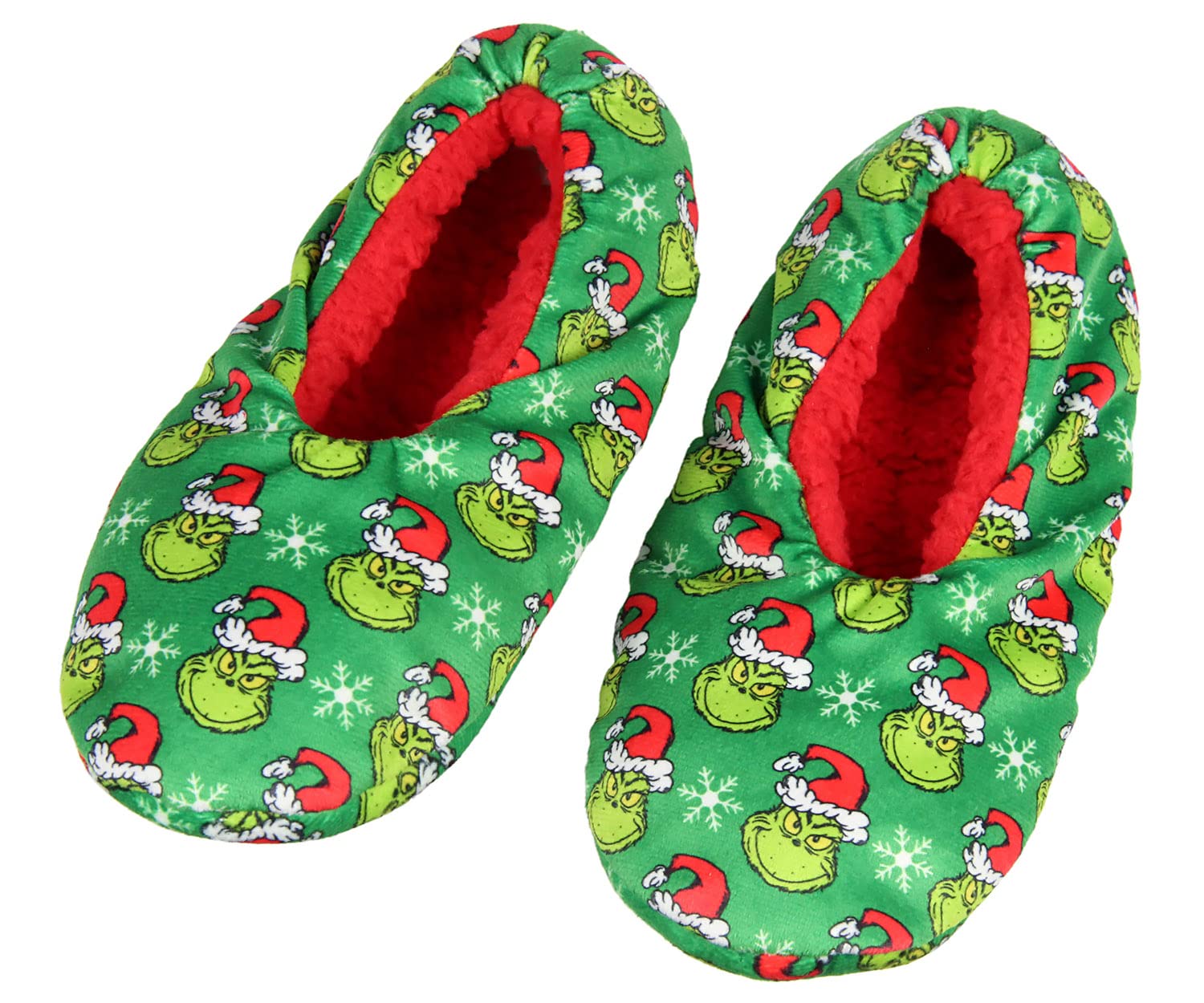 Dr. Seuss GRINCH That Stole Christmas Slippers Santa Grinch Slipper Socks with No-Slip Sole For Women Men (Small)