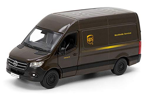 Kinsmart Compatible with Mercedes-Benz Sprinter UPS 2020 United Parcel Brown Delivery Van 1/48 O Scale Diecast Car, Black