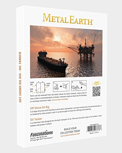 Fascinations Metal Earth Off Shore Oil Rig & Oil Tanker Gift Box Set 3D Metal Model Kit
