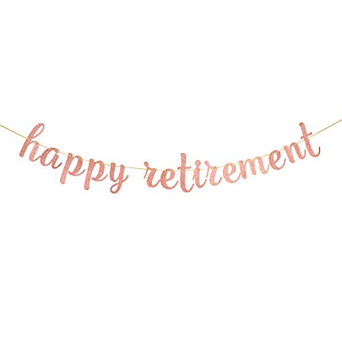 INNORU Glitter Happy Retirement Banner - for Farewell Party Bunting - Leaving Theme - Finally Retiring Party Bunting Decoration Rose Gold
