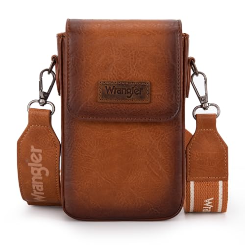 Wrangler Mini Crossbody Bags for Women Cell Phone Purse Crossbody Western Cellphone Wallet Bag with Credit Card Slots WG118-204LBR
