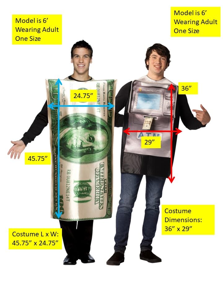 Rasta Imposta Halloween Couples Costume, ATM Cash Machine & $100 Bill, Adult One Size, Unisex
