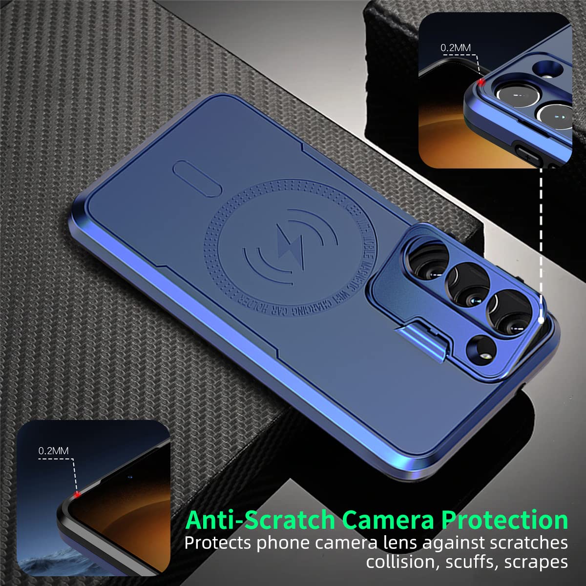Galaxy S23 5G Case,Designed for Samsung S 23 23S Phone Cases with Camera Lens Protector,Built-in Camera Ring Stand Kickstand,Grade Heavy Duty Shockproof Cover for 23S Women Men 6.1”in Blue