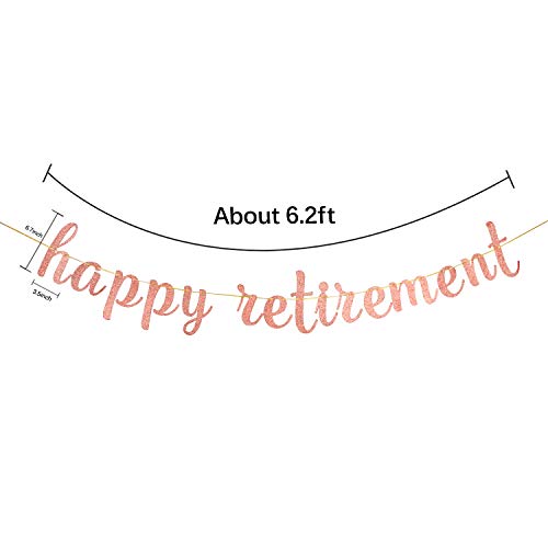 INNORU Glitter Happy Retirement Banner - for Farewell Party Bunting - Leaving Theme - Finally Retiring Party Bunting Decoration Rose Gold