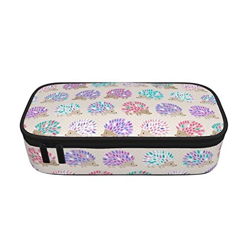 antvinoler Large Pencil Case Big Capacity Pencil Bag Large Storage Pouch Desk Organizer Marker Pen Case Simple Stationery Bag Pencil Holder - Hedgehog Polkadot