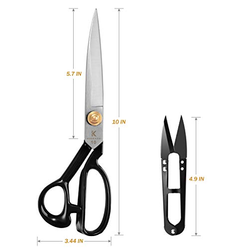 Sewing Scissors 10 Inch - Fabric Dressmaking Scissors Upholstery Office Shears for Tailors Dressmakers, Best for Cutting Fabric Leather Paper Raw Materials Heavy Duty High Carbon Steel(Right-Handed)