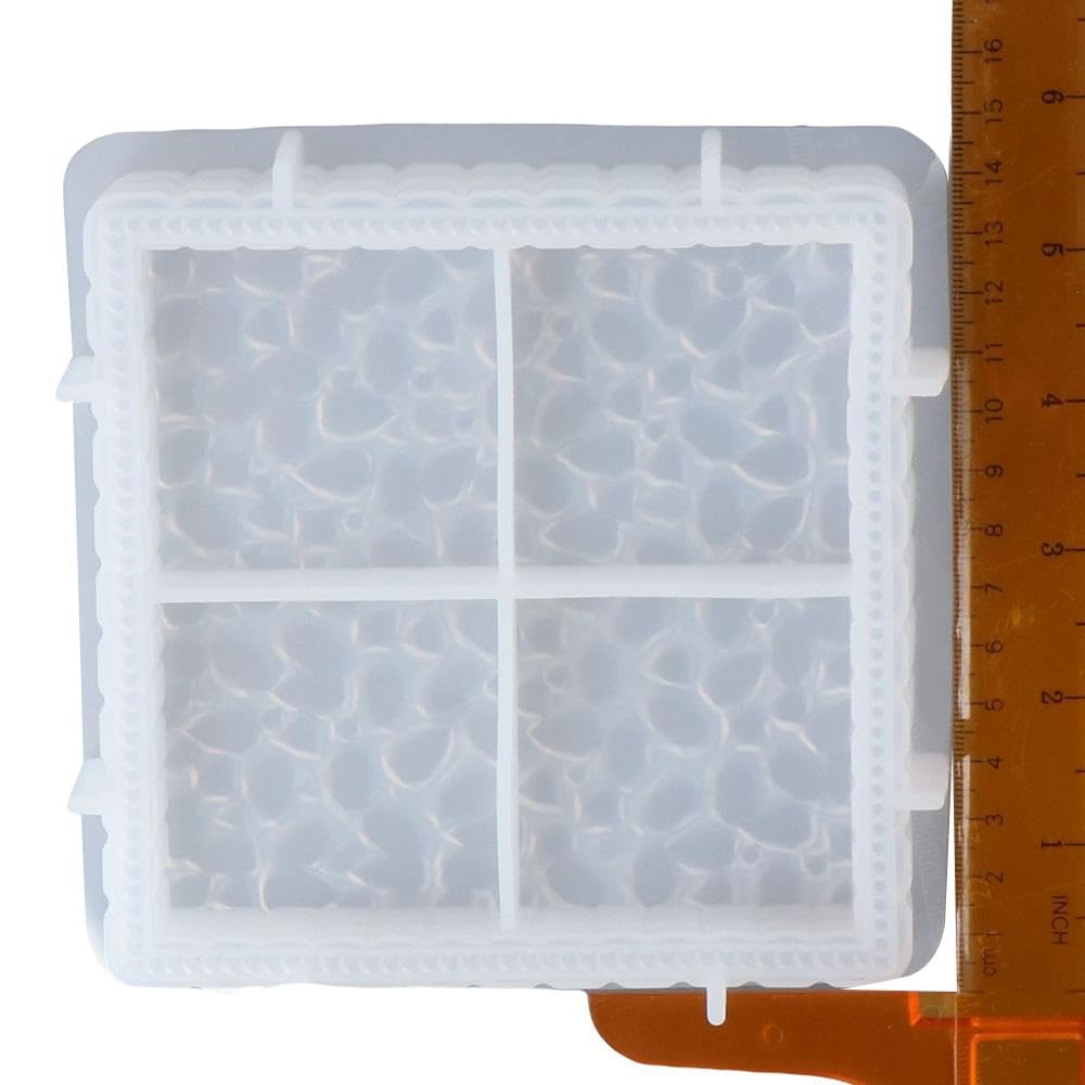Uniquer 3Pcs Diamond Resin Tray Molds with Edges,Rectangle Round Shaped Epoxy Silicone Casting Molds for Makeup Holder,Art Craft Making Supplies