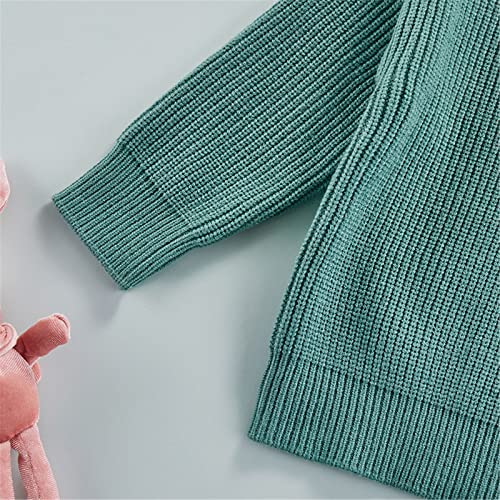 Toddler Baby Knit Sweater Kids Boy Girl Solid Color Long Sleeve Basic Pollover Top Fall Winter Warm Clothes(D-Green,12-24 Months