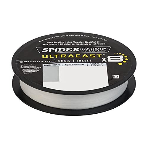 SpiderWire Ultracast Braid Vanish Fluorocarbon Dual Spool, 30lb Translucent Braid with 50lb Clear Fluoro Leader, 164yd | 150m