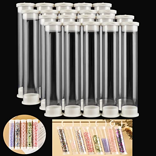 BAOFALI 20Pcs Large Clear Plastic Empty Tubes Storage Transparent Plastic Test Tube Container Both Ends with Lid Tubes Bead Container Set forDIY Craft Supply Storage Candy Storage(5 x1inch)