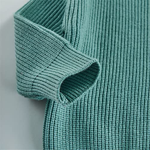 Toddler Baby Knit Sweater Kids Boy Girl Solid Color Long Sleeve Basic Pollover Top Fall Winter Warm Clothes(D-Green,12-24 Months