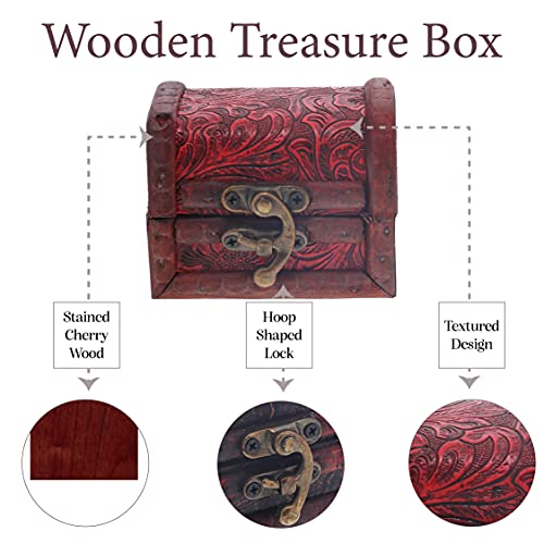 SandT Collection 3 Inch Wooden Keepsake Treasure Chest Trinket Box - Swirl