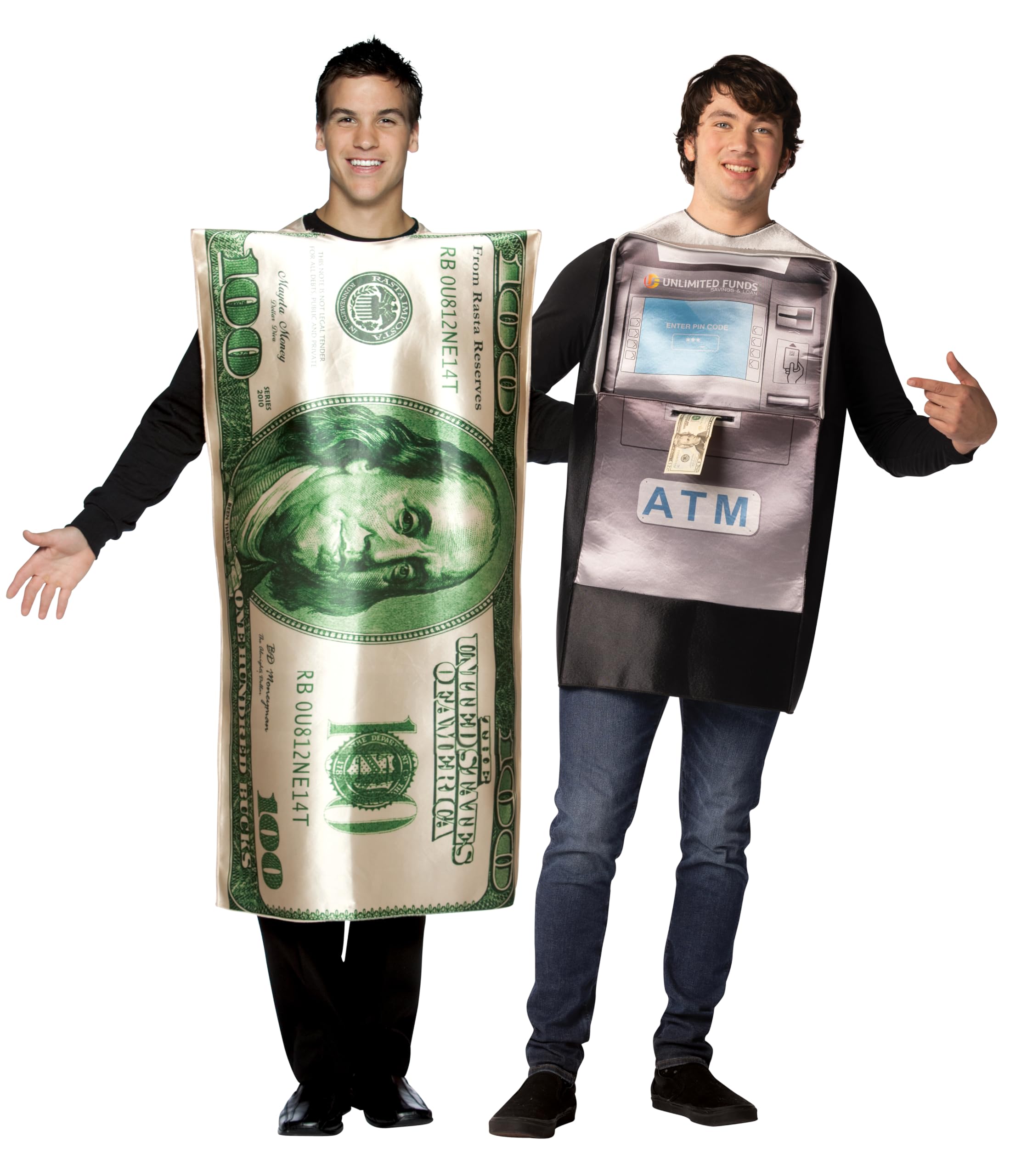 Rasta Imposta Halloween Couples Costume, ATM Cash Machine & $100 Bill, Adult One Size, Unisex