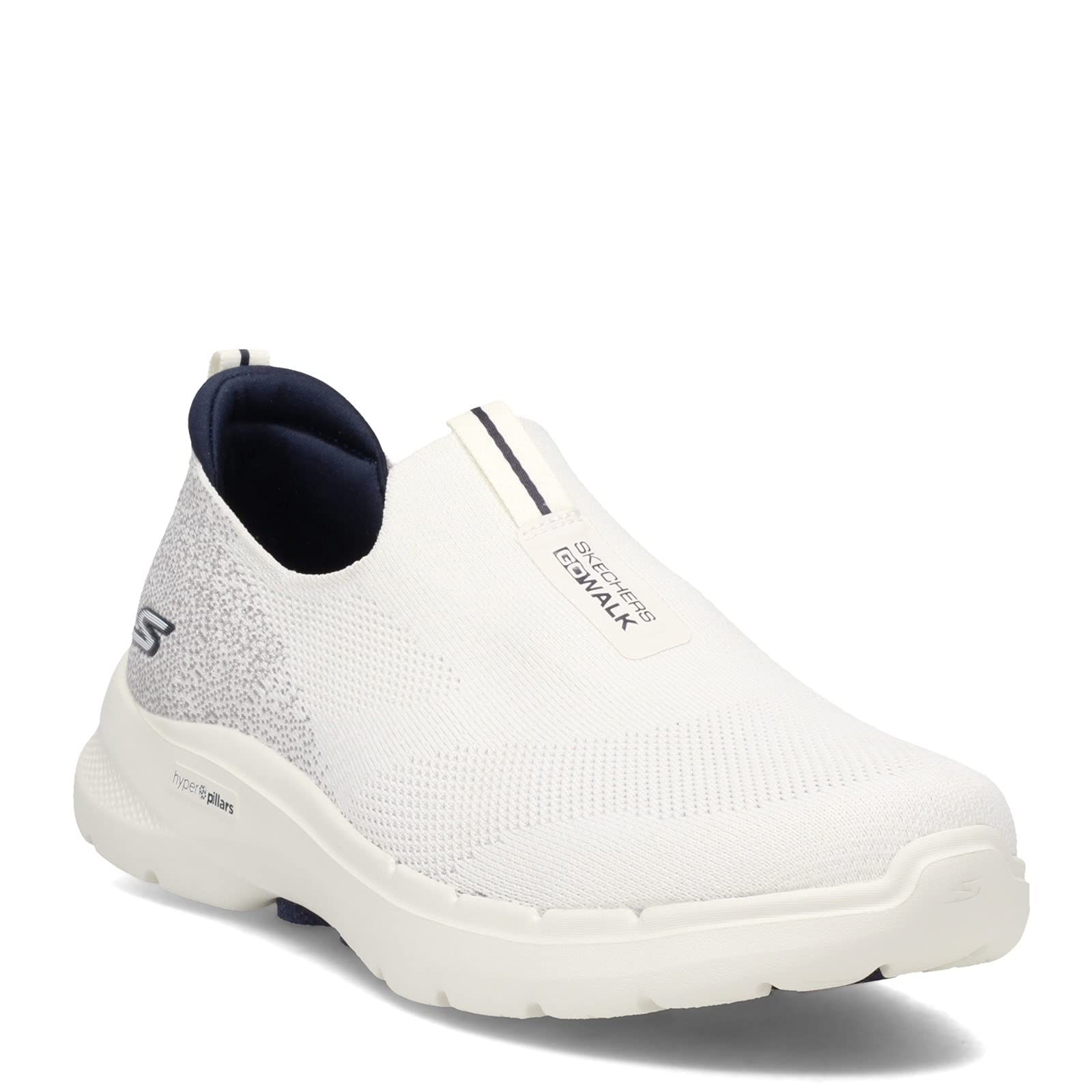 Skechers mens Gowalk 6 - Stretch Fit Slip-on Athletic Performance Walking Shoe, White/Navy, 9.5 US