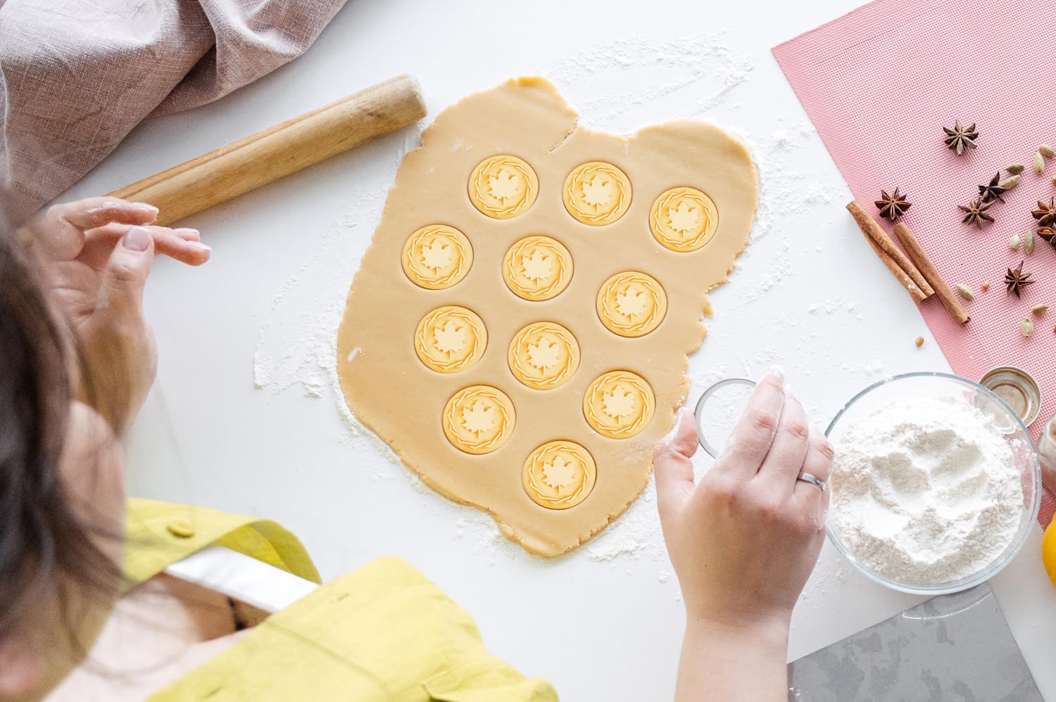 Cookie Stamp Harvest Holiday Food Stamper - Pumpkin and Harvest Leaf Design - Desserts Food or Ink Stampers - 2 Piece Set