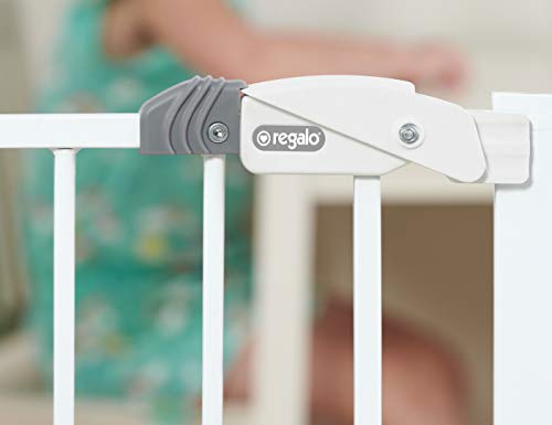 Regalo Easy Step 36" Extra Tall Walk Thru Baby Gate, Includes 4-Inch Extension Kit, 4 Pack of Pressure Mount Kit and 4 Pack Wall Cups and Mounting Kit, Pack of 1