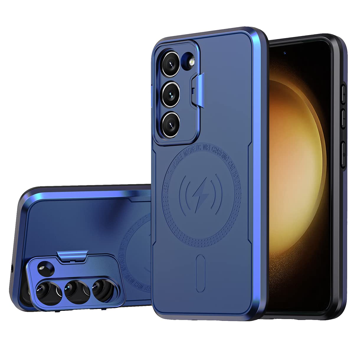 Galaxy S23 5G Case,Designed for Samsung S 23 23S Phone Cases with Camera Lens Protector,Built-in Camera Ring Stand Kickstand,Grade Heavy Duty Shockproof Cover for 23S Women Men 6.1”in Blue