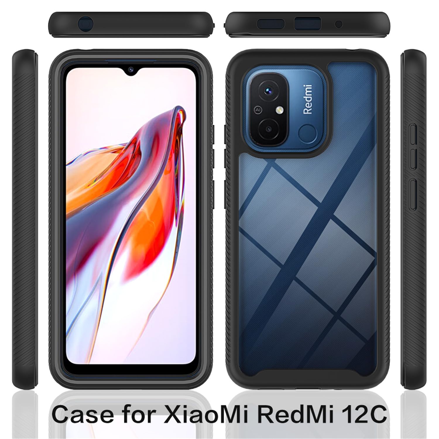 DAMONDY for Redmi 12C Case, Xiaomi Redmi 12C Phone Case,Shock 2 in 1 Drop Protection Hybrid Heavy Duty Dual Layer Armor Protective Case Cover for Xiaomi Redmi 12C -Black