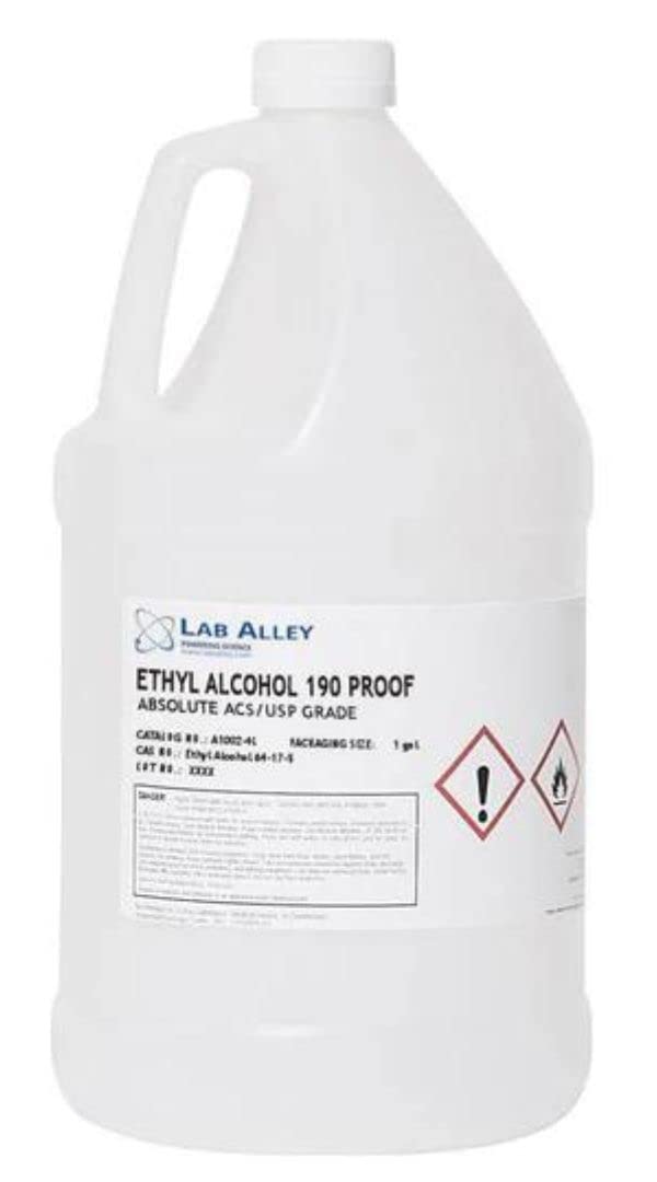 Ethanol 190 Proof (95%) Non-Denatured Alcohol, USP/FCC Food Grade, Kosher-1 GAL(Sold as 4 Quart)