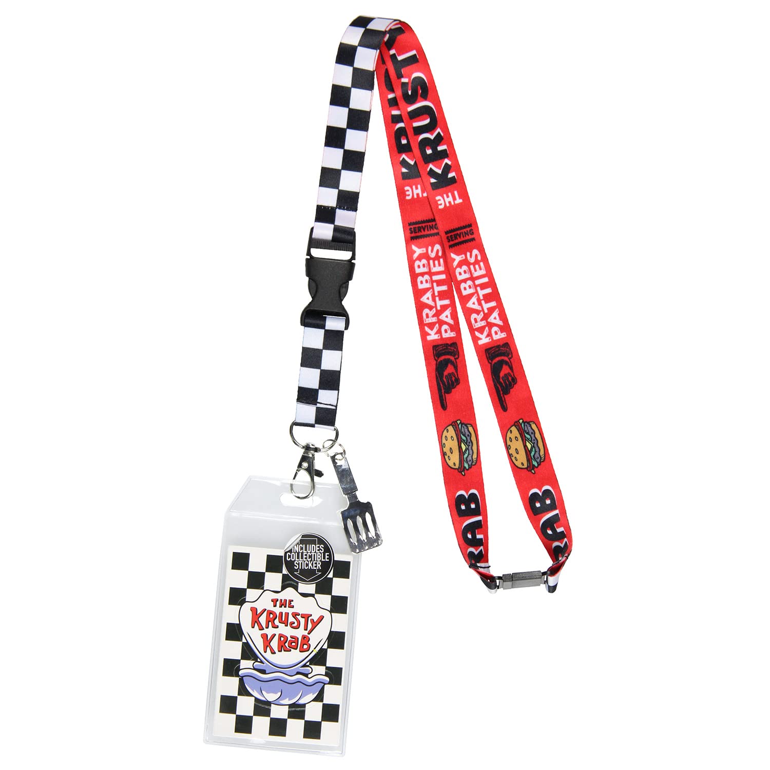 Spongebob Squarepants The Krusty Krab Lanyard Breakaway ID Badge Holder with Metal Charm and Collectible Sticker
