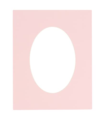 8x11 Mat Bevel Cut for 6x9 Photos - Precut Soft Pink Oval Shaped Photo Mat Board Opening - Acid Free Matte to Protect Your Pictures - Bevel Cut for Family Photos, Pack of 1 Matboard Show Kit With Acid