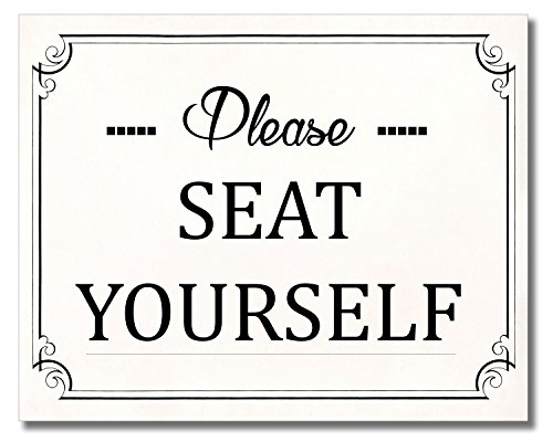 BigWig Prints Funny Bathroom Wall Art - Please Seat Yourself Poster Set, Humorous Restroom Decor for Home or Office, Unique Bathroom Artwork - Unframed Set of 2 (8x10)