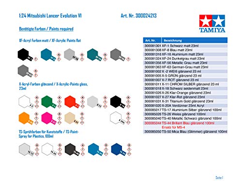 Tamiya 24213 1/24 Mitsubishi Lancer Evolution Vi Plastic Model Kit