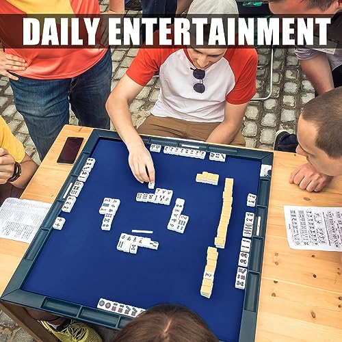 Oudain 2 Pack Mahjong Table Mat 32.7 x 32.7 Inch Game Mat Rubber Anti Slip Playmat Mahjong Mat Noise Reduction Mahjong Table Cover Board Game Table Mat for Mahjong Poker Cards (Gray, Marine Blue)
