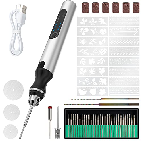 Defabee Engraving Pen with 34Bits, Portable Engraving Pen Electric Cordless Rotary Tools, Professional Engraver Tool for Metal to Wooden, Glass, Jewlry