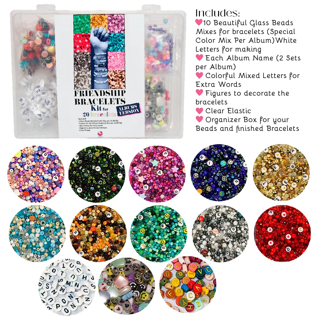 El Galeón Friendship Bracelet Kit DIY Albums Mix Beads for Bracelets Glass Alphabet Letter Beads Elastic (Albums Version)
