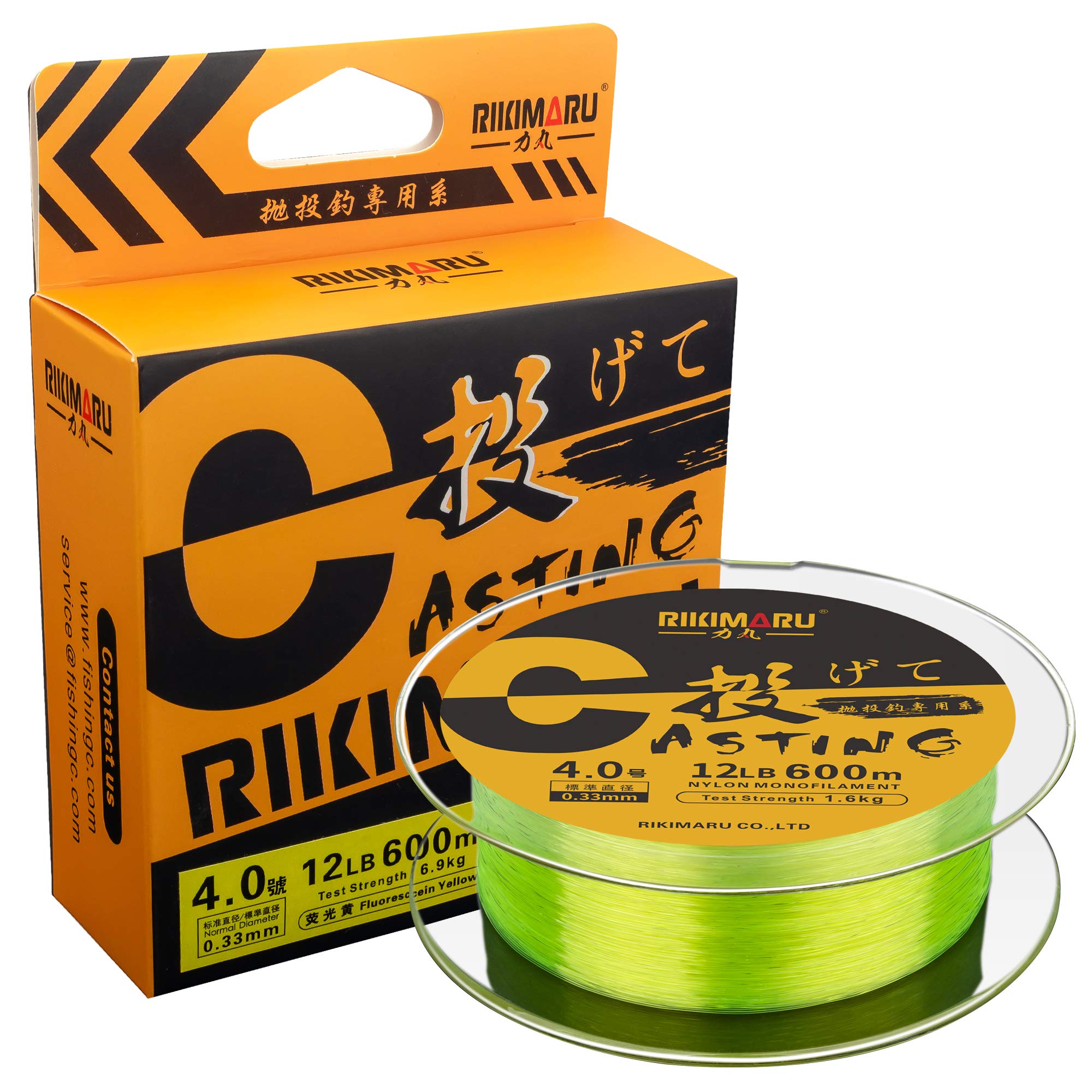RIKIMARU Monofilament Fishing Line (Fluo-Yellow, 3LB-660Yds)