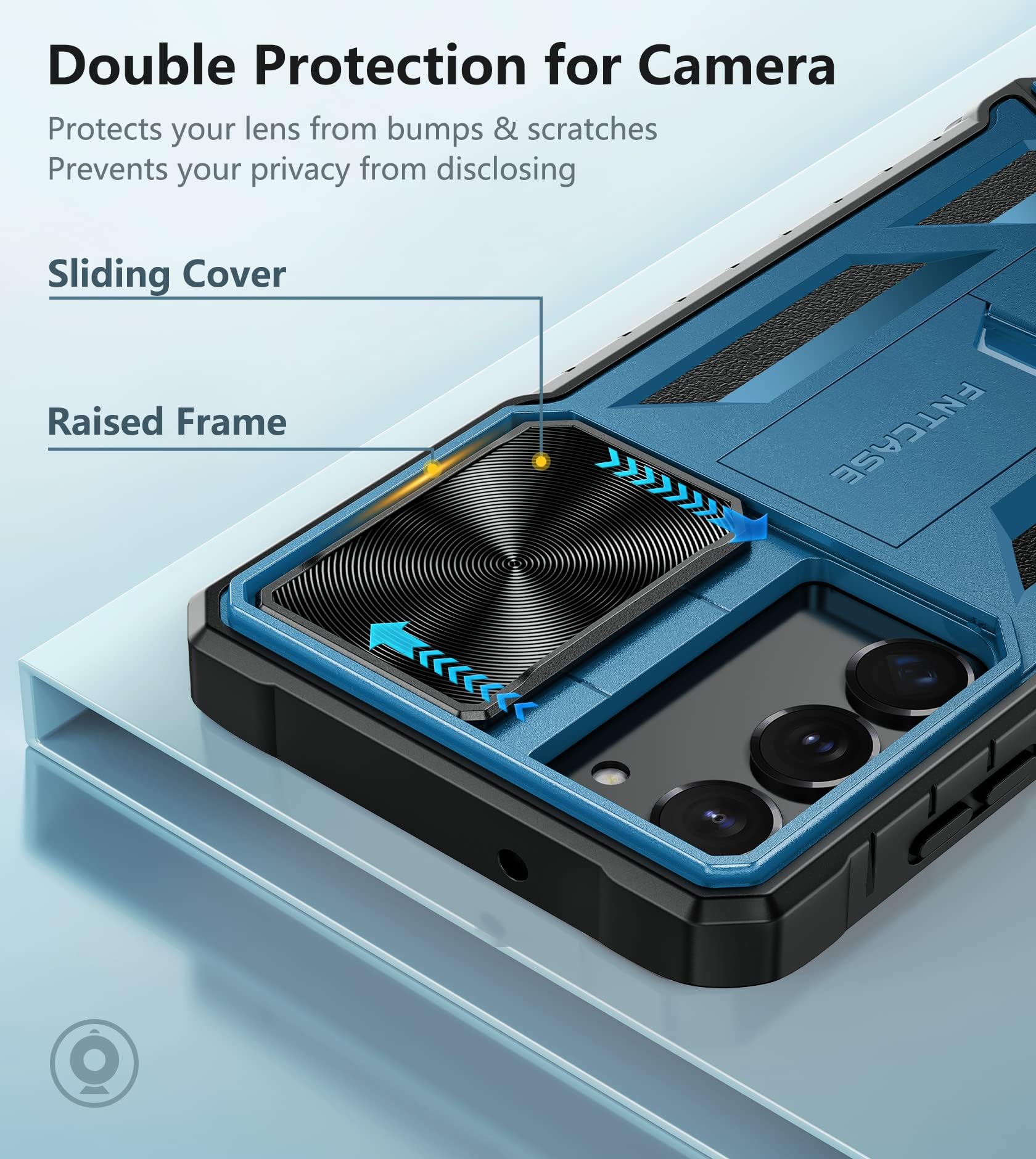 FNTCASE for Samsung Galaxy S23 Case: Military Grade Drop Protection Rugged Protective S23 5G Cell Phone Cover with Kickstand & Slide | Shockproof TPU Matte Textured Sturdy Bumper Cases 6.1'' - Blue