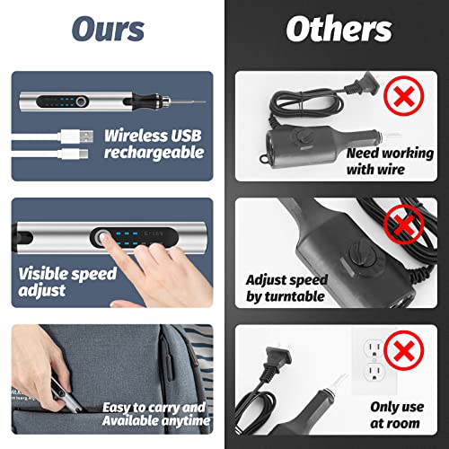 Defabee Engraving Pen with 34Bits, Portable Engraving Pen Electric Cordless Rotary Tools, Professional Engraver Tool for Metal to Wooden, Glass, Jewlry