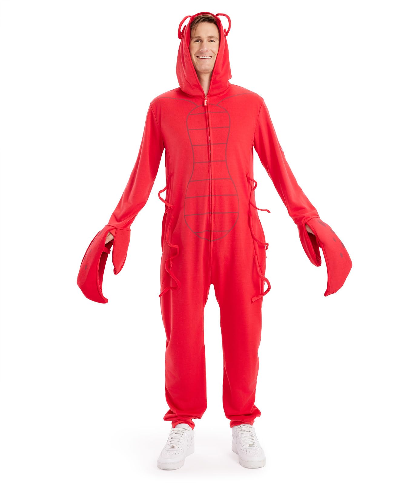 Tipsy Elves' Men's Lobster Costume - Red Sea Crustacean Halloween Jumpsuit Size Large