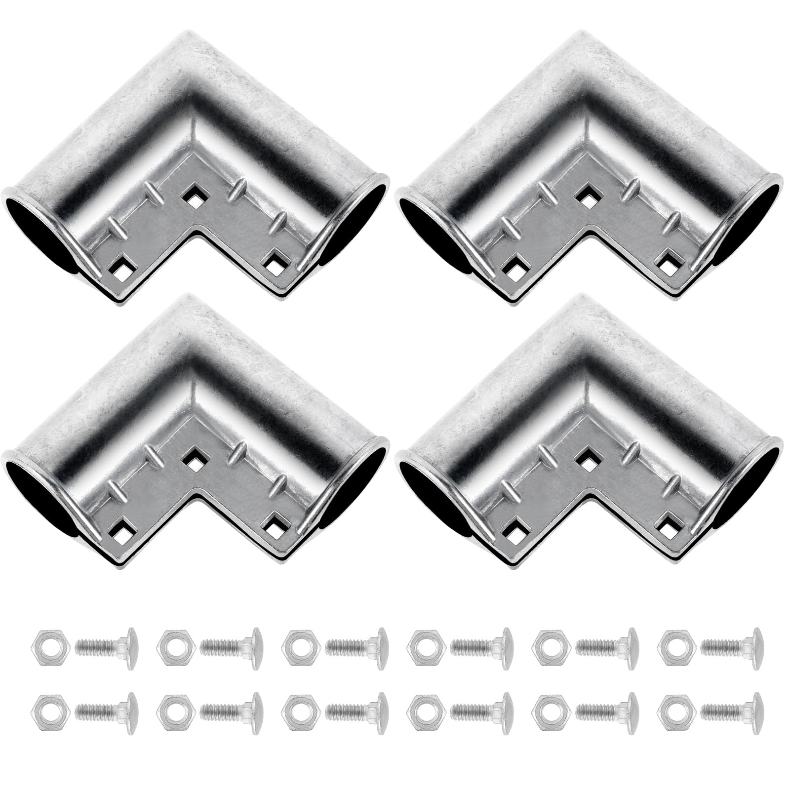 4 Pcs Chain Link Fence Gate Corner, 1-3/8" x 1-3/8" Aluminum Gate Corner Elbow with 12 Screws, Rust-Proof Chain Link Fence Fittings, 90° Gate Elbow Replacement for Outdoor Fence