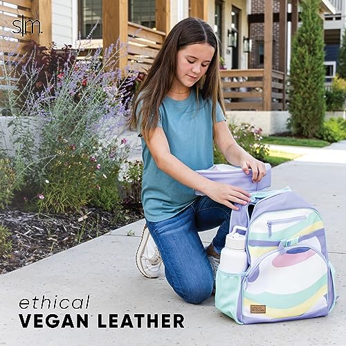 Simple Modern Medium Disney Vegan Leather Toddler Backpack for School | Kindergarten Elementary Kids Mini Backpack Faux PU Leather | Fletcher Collection | Kids - 15" tall | Cinderella Floral Wishes