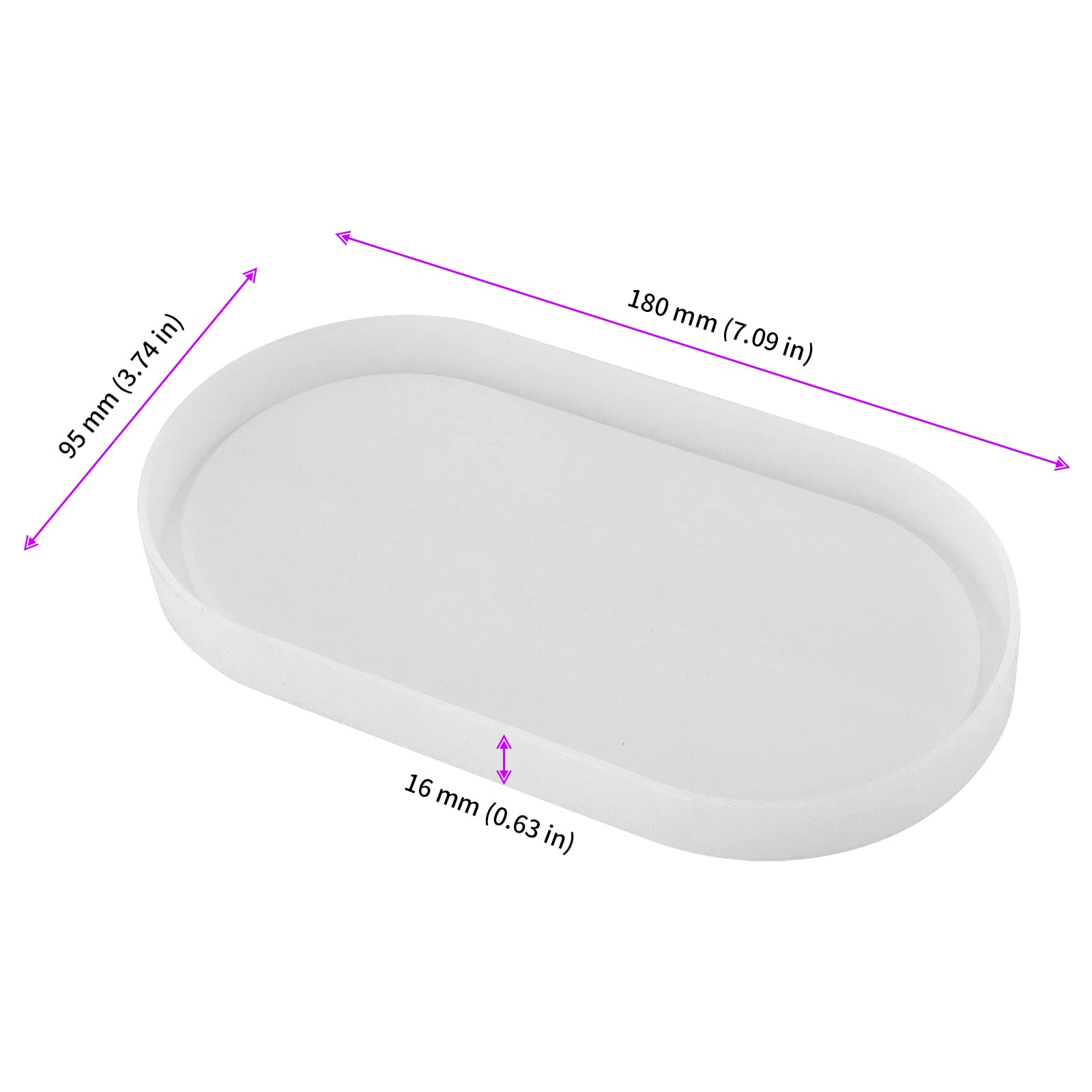 JEUIHAU 6 PCS Oval Resin Tray Mold, Oval Ashtray Mold, Tray Silicone Molds for DIY Jewelry Containers, Epoxy Resin Casting Decorations and Presents