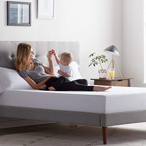 LUCID Premium Rayon from Bamboo Jersey Mattress Protector - Ultra Soft - Waterproof -White Twin