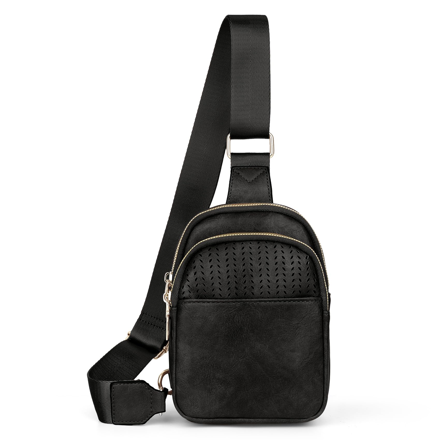 XZQTIVE Small Sling Bag for Women Fashion Crossbody Bag for Women Leather Crossbody Purse Fanny Pack Chest Bag for Travel, Black