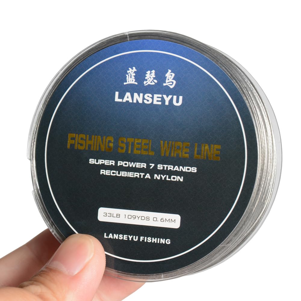 Stainless Steel Fishing Line - 100 Metres, 33 Pound, 0.6mm Nylon Coated, 1x7 Stainless Steel Leader Wire