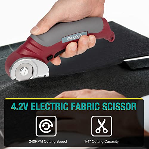 VLOXO 3.6V Cordless Electric Scissors with 2 Blades & 4.2V Rotary Fabric Cutter
