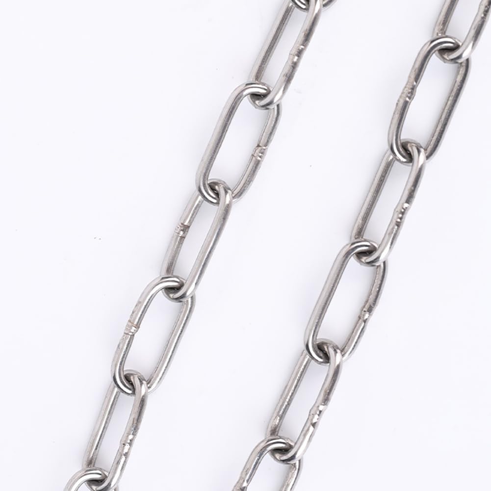 2 Pcs 1m Stainless Steel Safety Chains Heavy Duty Coil Chain Welded Link Security Chain Dog Pulling Chain Fence Gate Garage Door Chain